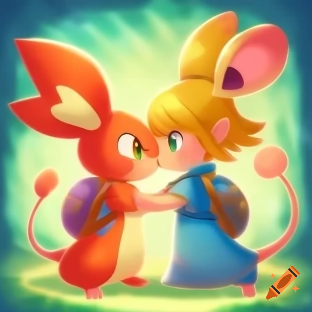 Colorful giant mouse Pokémon kissing a princess resembling Princess ...