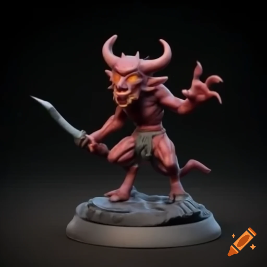 Miniature demon figure side view on Craiyon