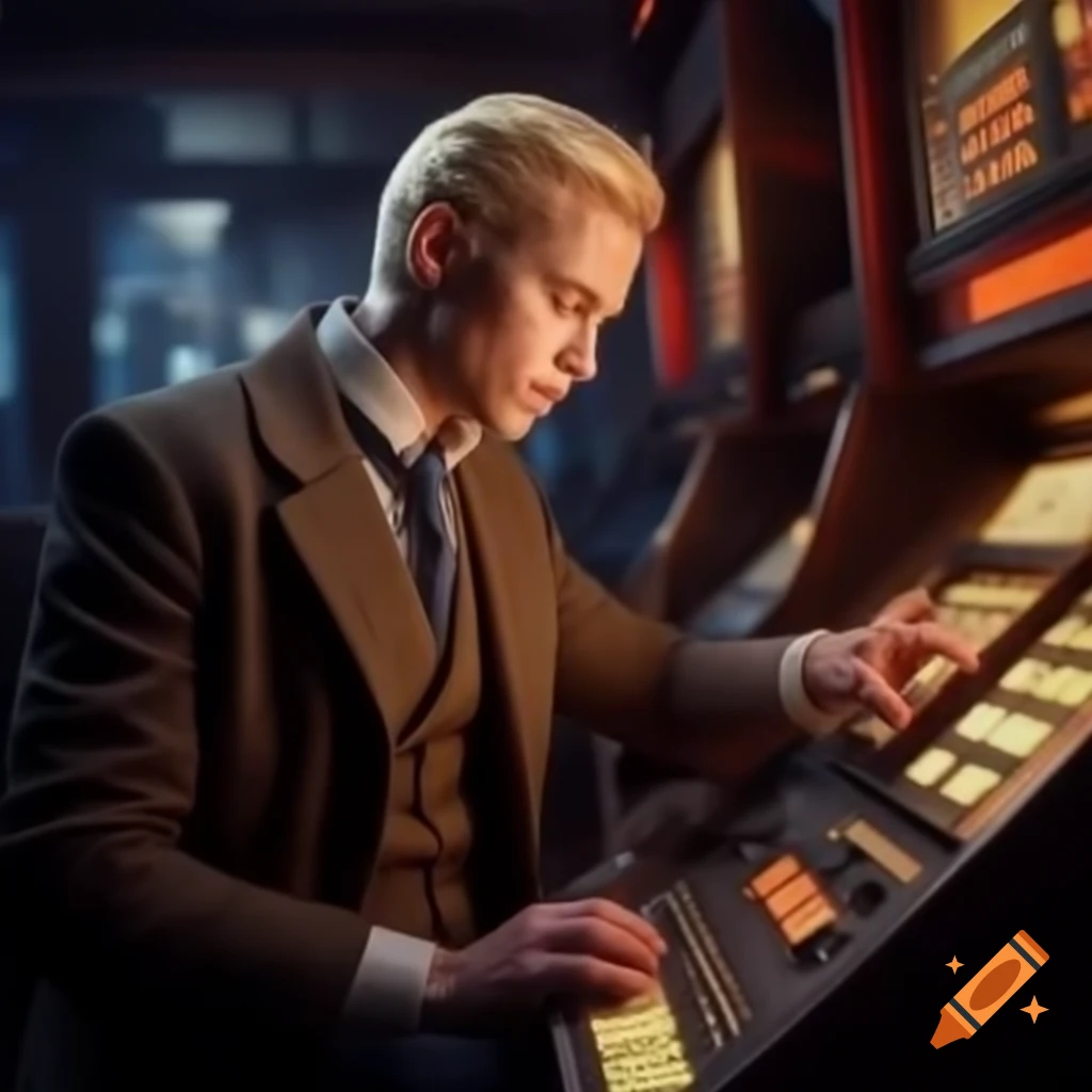 Young male blonde inventor working on time traveling machine on Craiyon