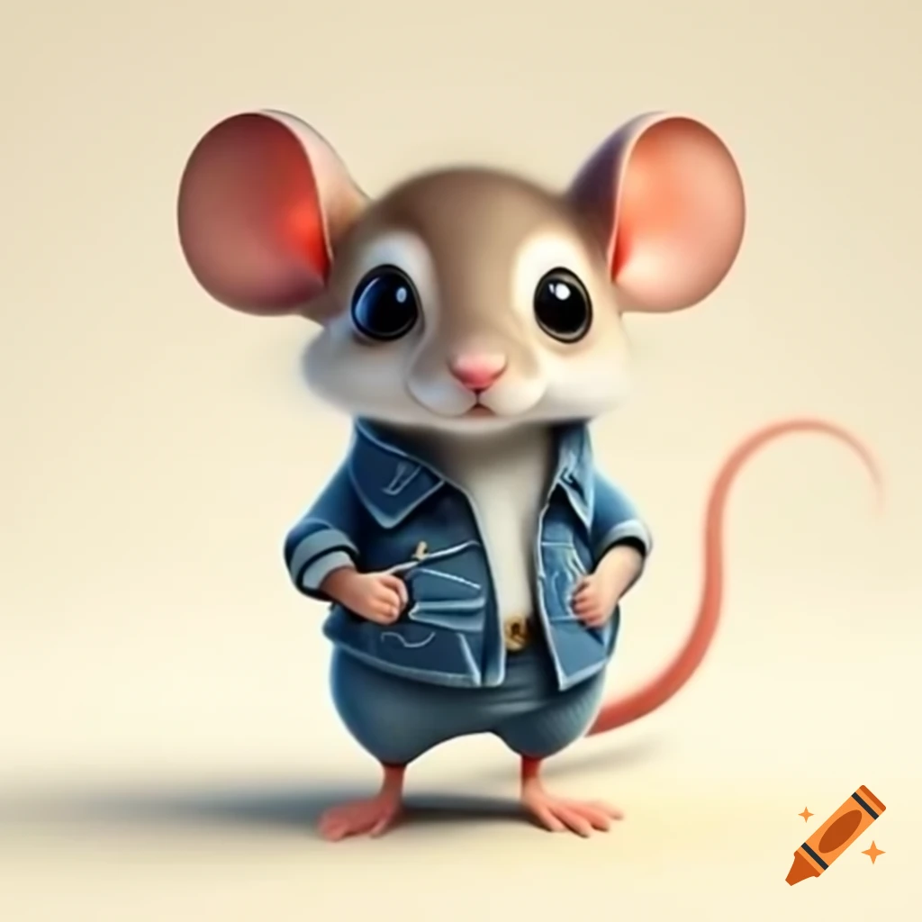 Dapper mouse in denim jeans striking a cute pose on Craiyon