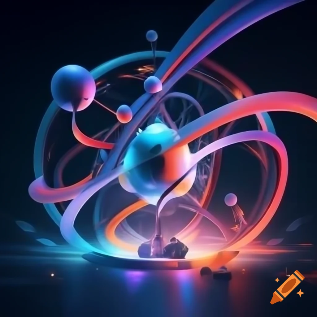 Abstract futuristic scene illustrating contradictions and innovation with opposing forces on Craiyon