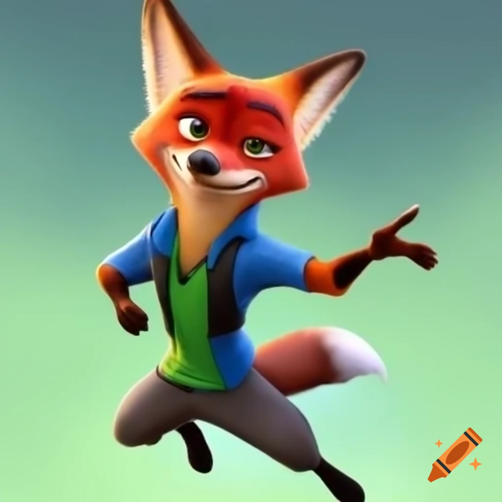 Nick wilde fox character from zootopia mid-air showcasing acrobatics on ...