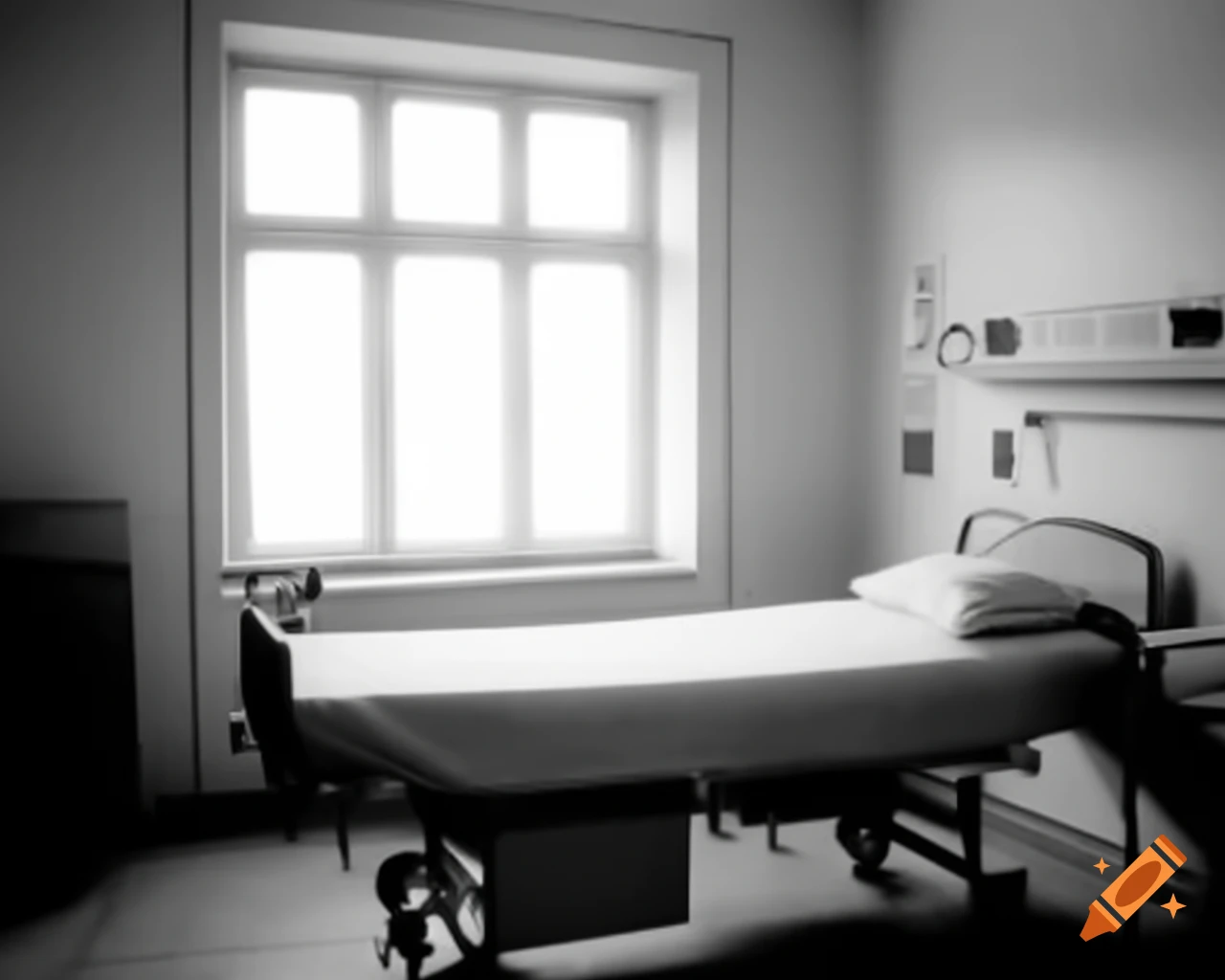 White indoor patient room without windows on Craiyon