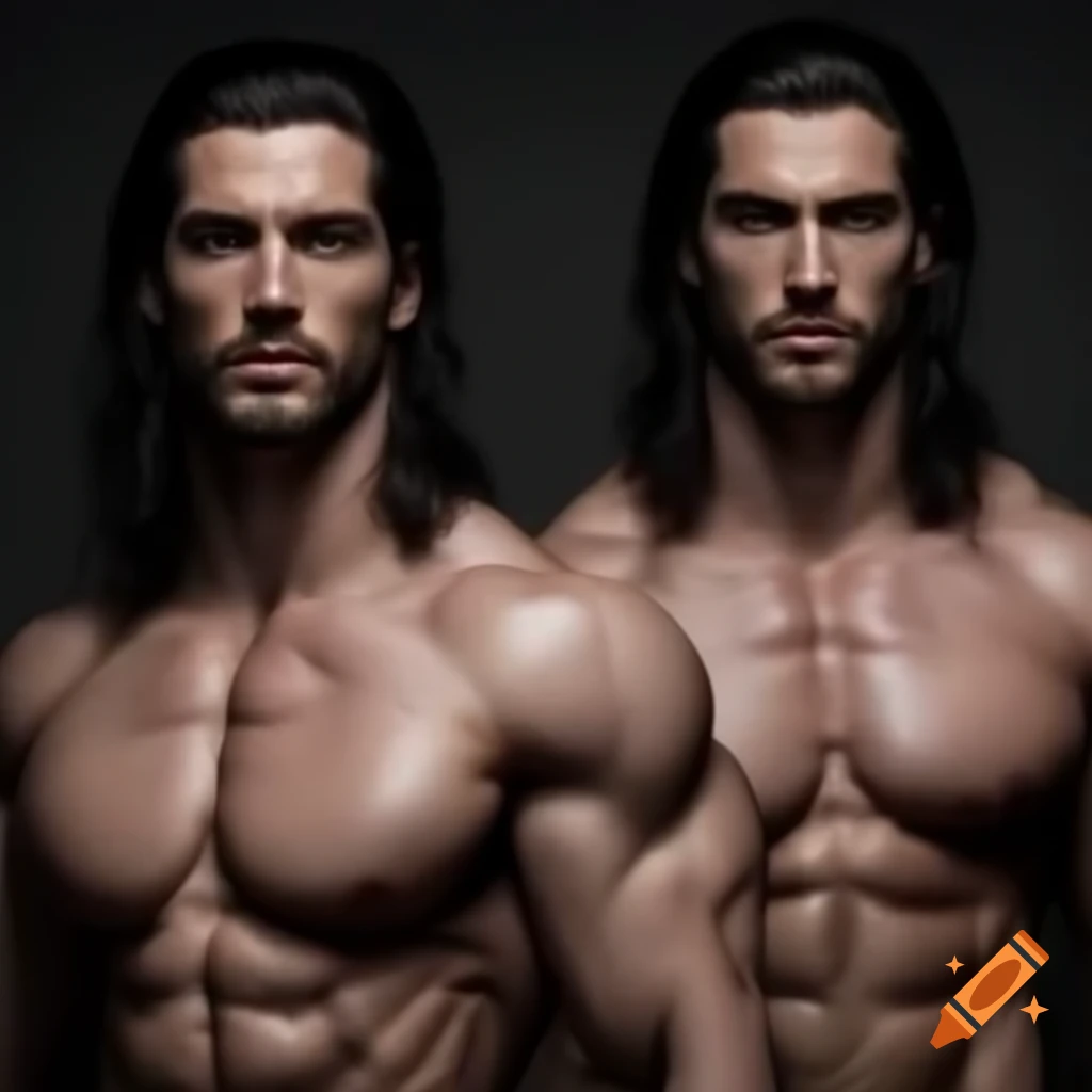 Twin brothers with dark hair and intense expressions on Craiyon