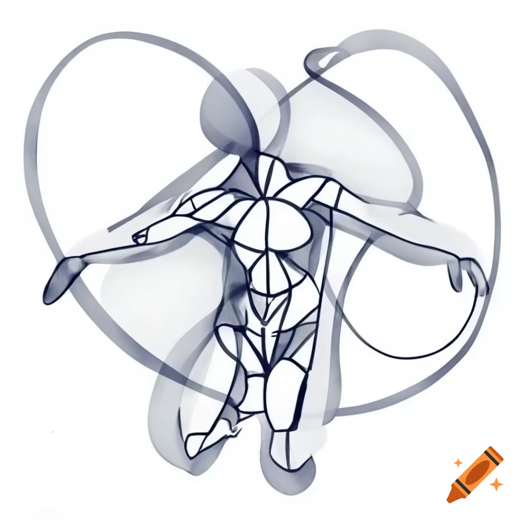 Abstract humanoid sketch in M.C. Escher style, depicting endless ...