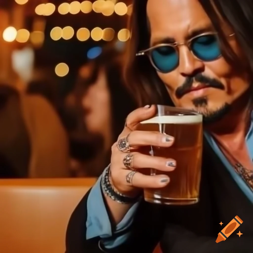 Johnny Depp enjoying root beer in Bad Radkersburg, Austria, highlighted ...
