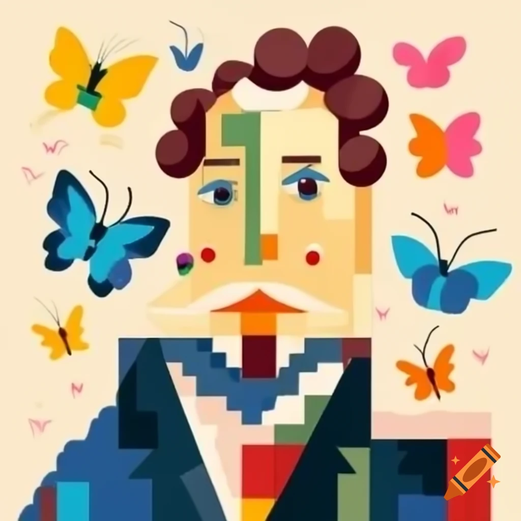 Pablo Picasso drawing of Igor Stravinsky with flat lego pieces and ...