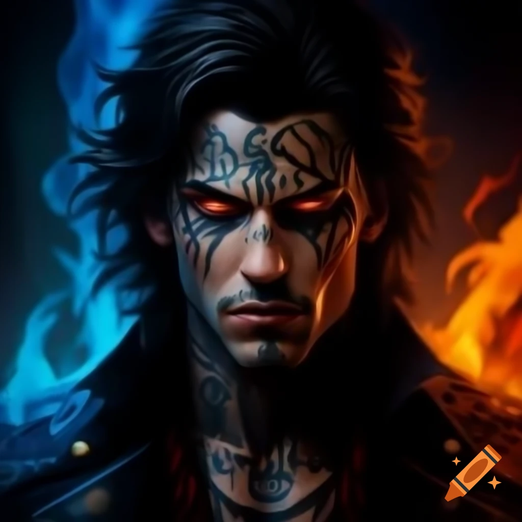 Photo-realistic digital portrait of character Saron Black with black ...