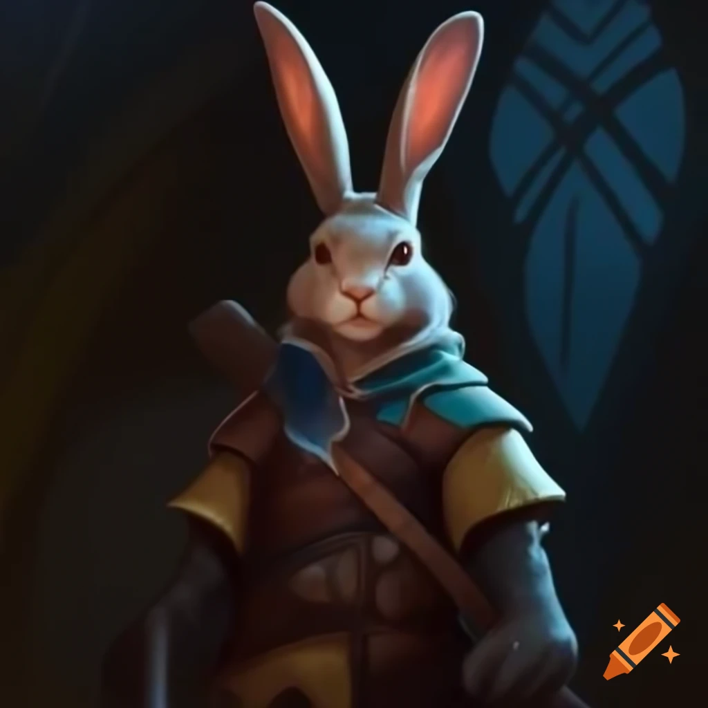 Rogue rabbit man character for Dungeons and Dragons on Craiyon