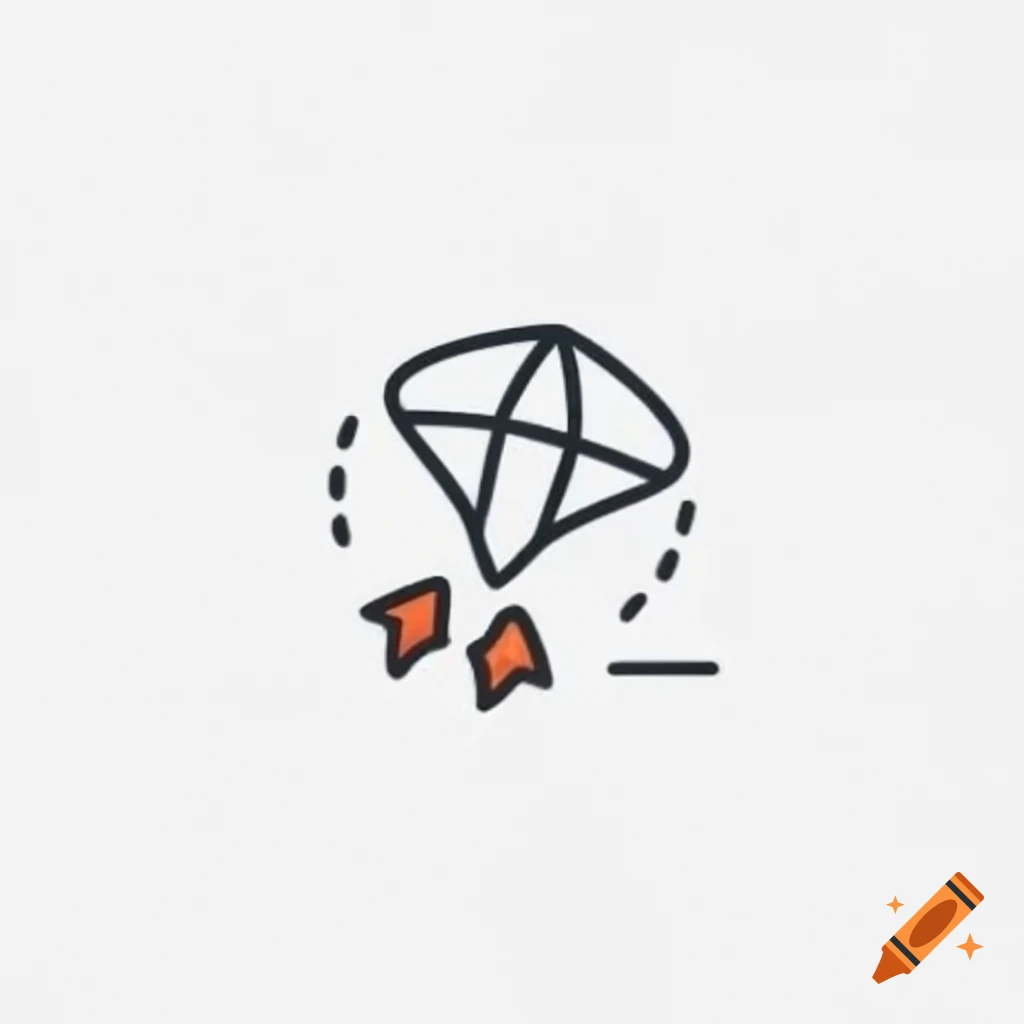 Minimal and modern logo combining kite and rocket boost elements on Craiyon