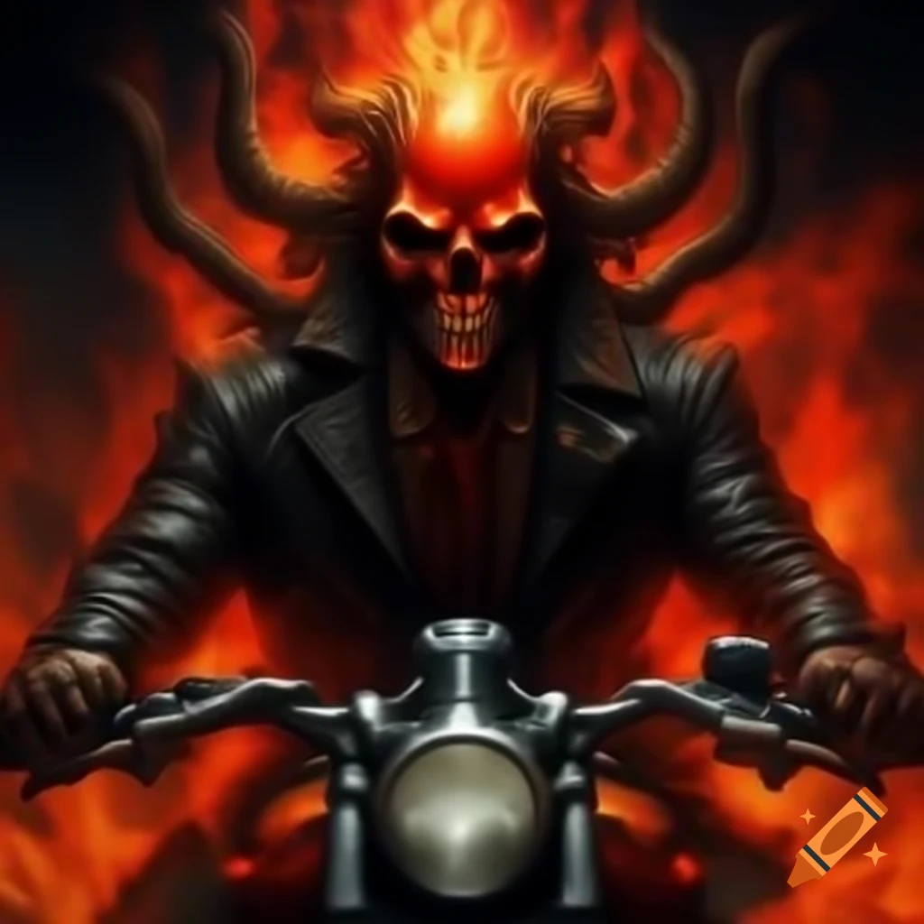 Menacing red skull surrounded by fierce flames, creating a terrifying ...