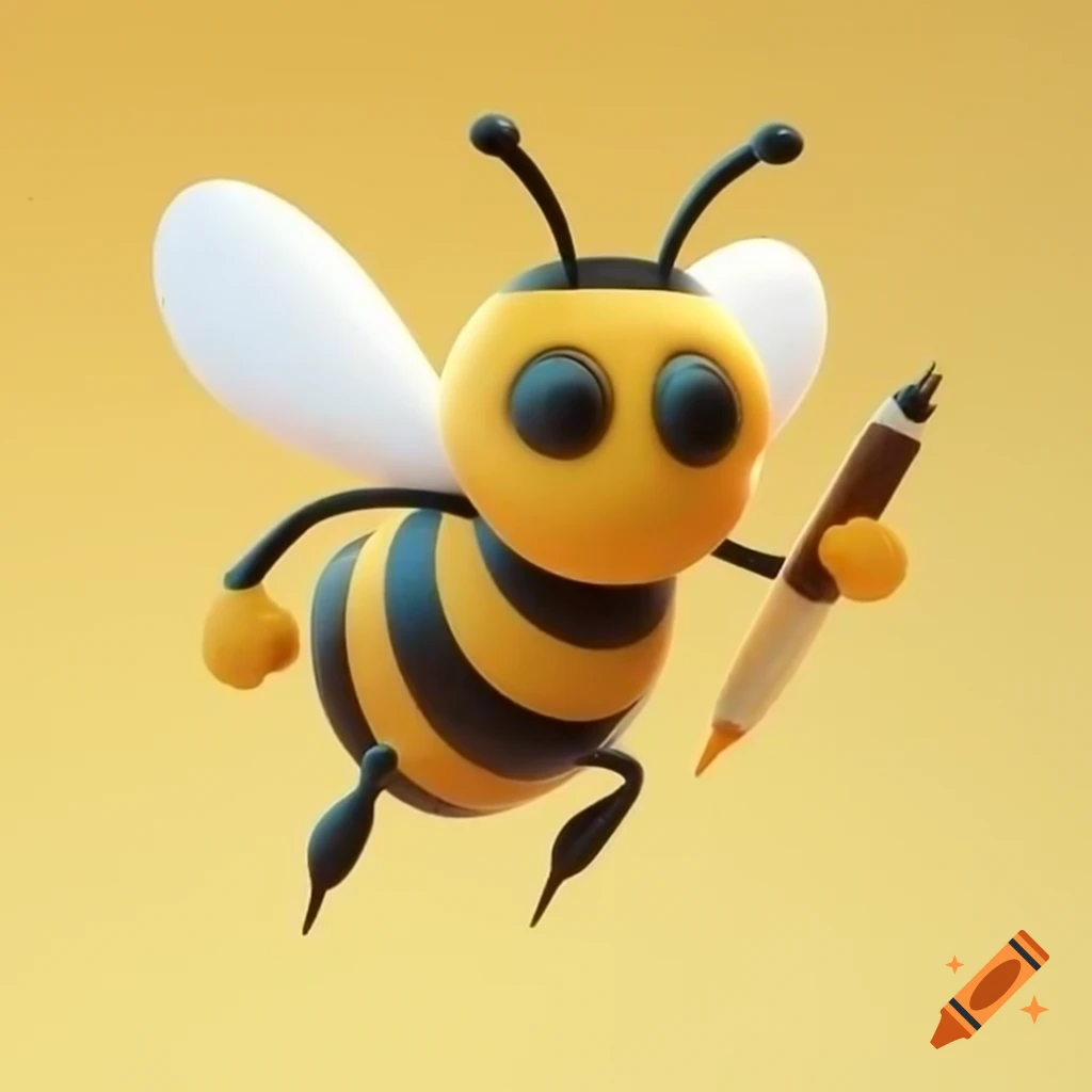 3D anthropomorphic superhero bee flying with cape and school cap ...