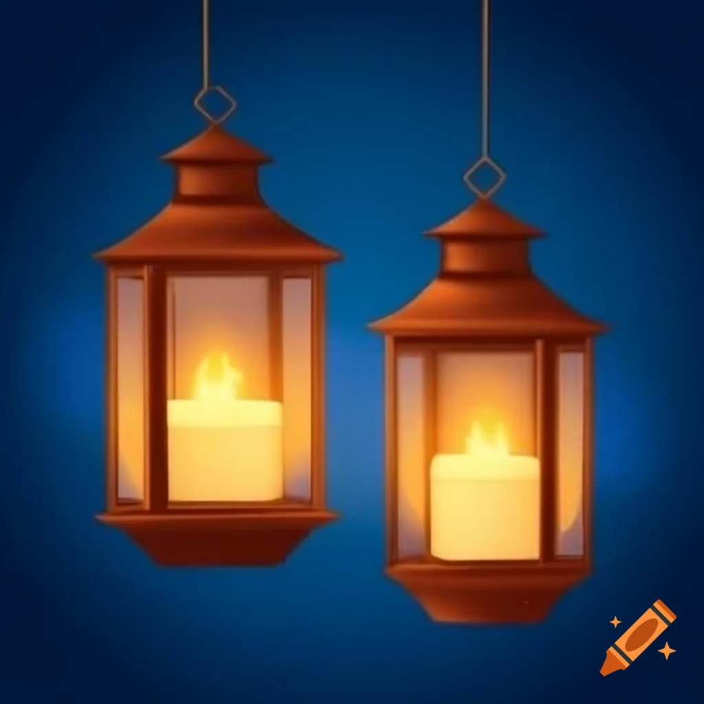 Two candle lanterns casting light rays on Craiyon