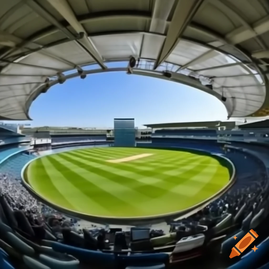 Cricket stadium with bright lights and crowd atmosphere on Craiyon
