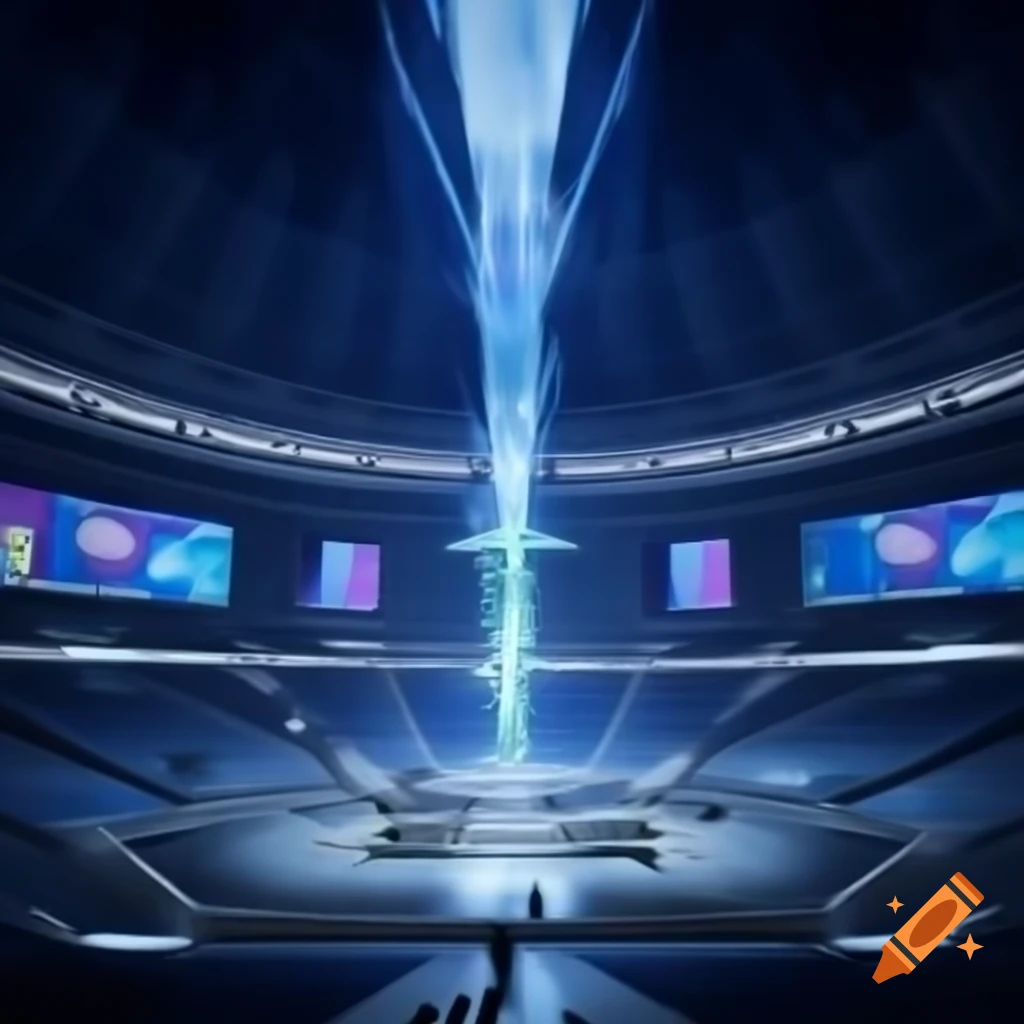 Grand Pokémon-inspired battle arena with glowing signs and digital ...