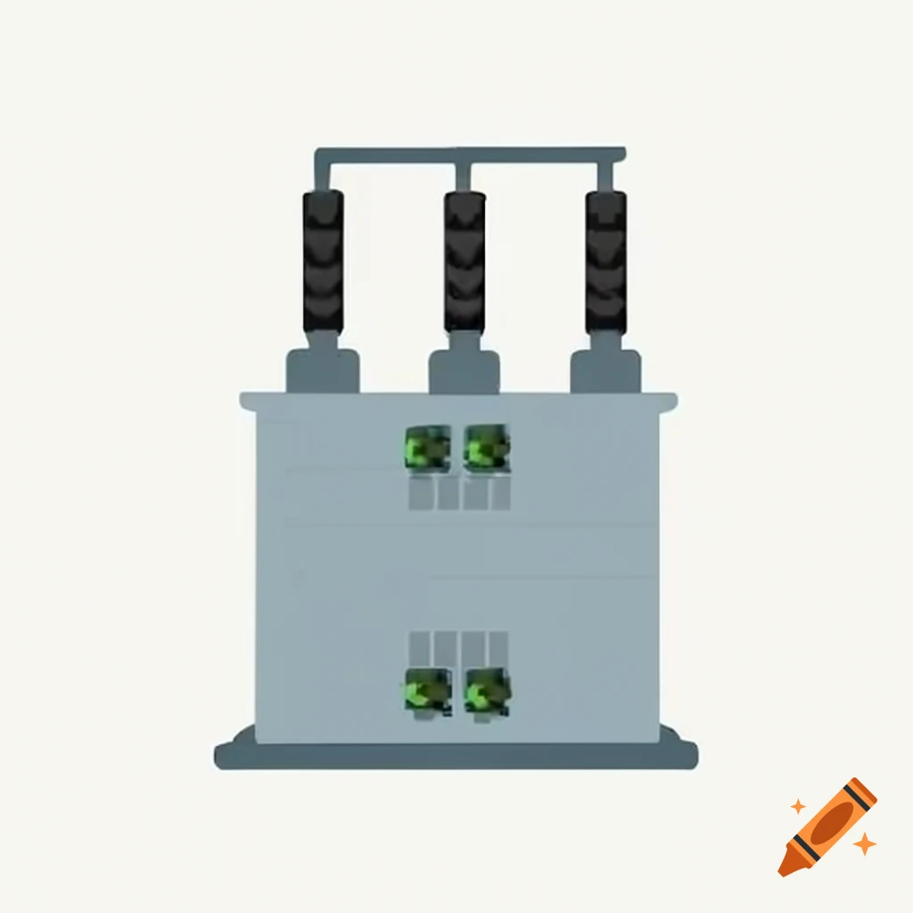3-phase high-voltage power transformer with conservator and radiators ...