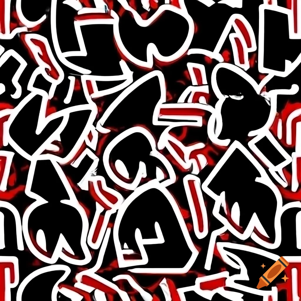 Vibrant graffiti artwork in black, white, and red colors on Craiyon