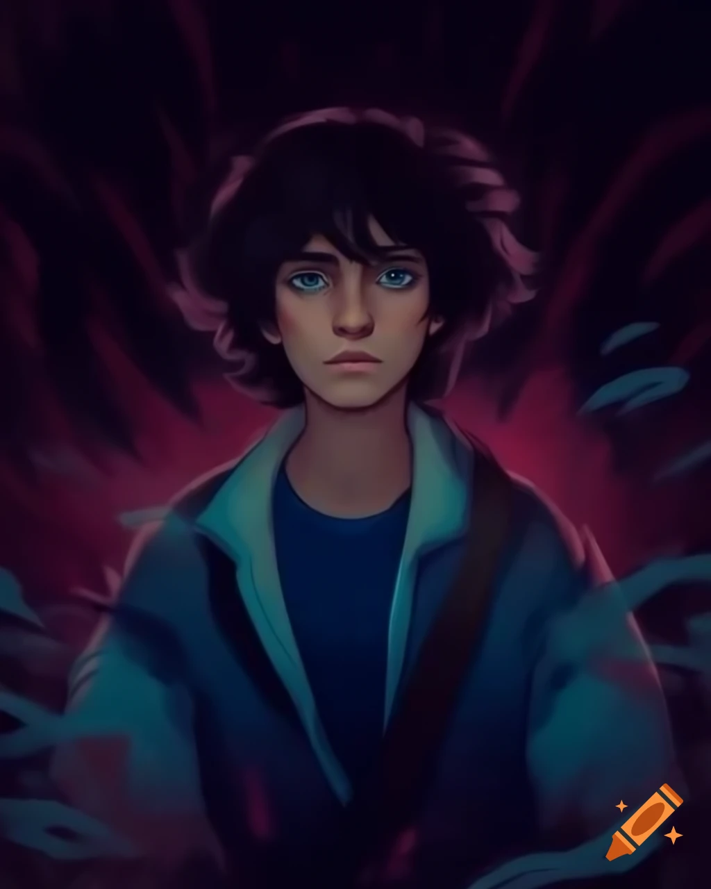 Anime style painting of mike wheeler from stranger things with ...