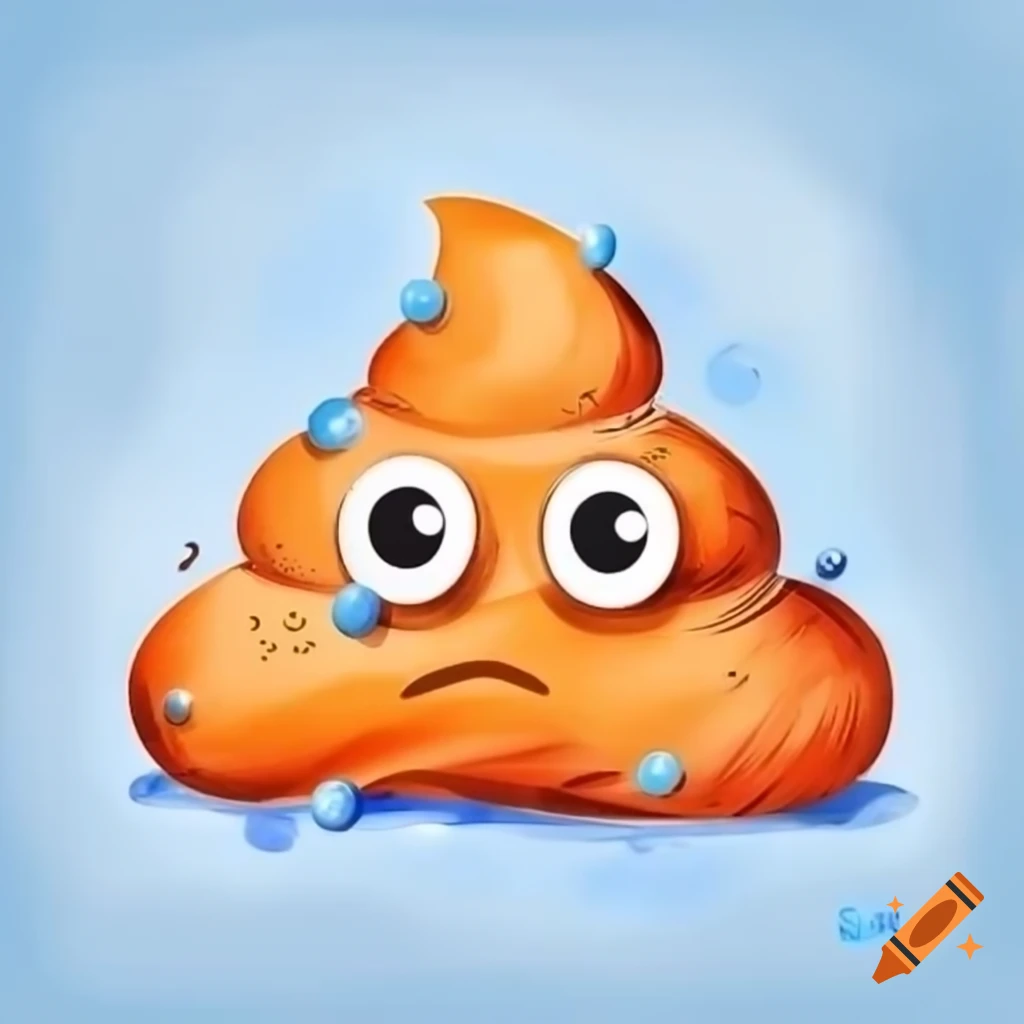 Orange poop emoji with blonde combover and bulging blue and red eyes on ...