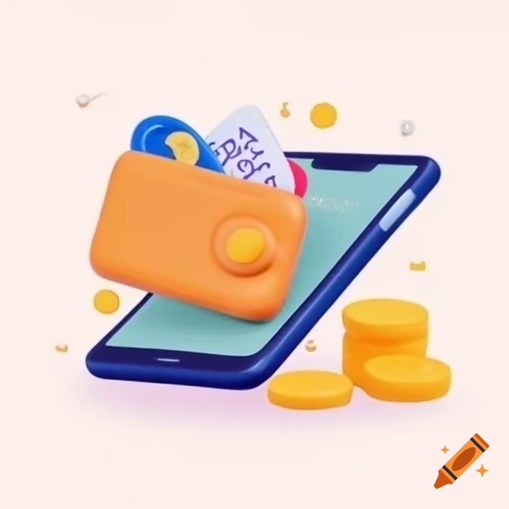 Islamic digital wallet with coins displayed on smartphone on Craiyon