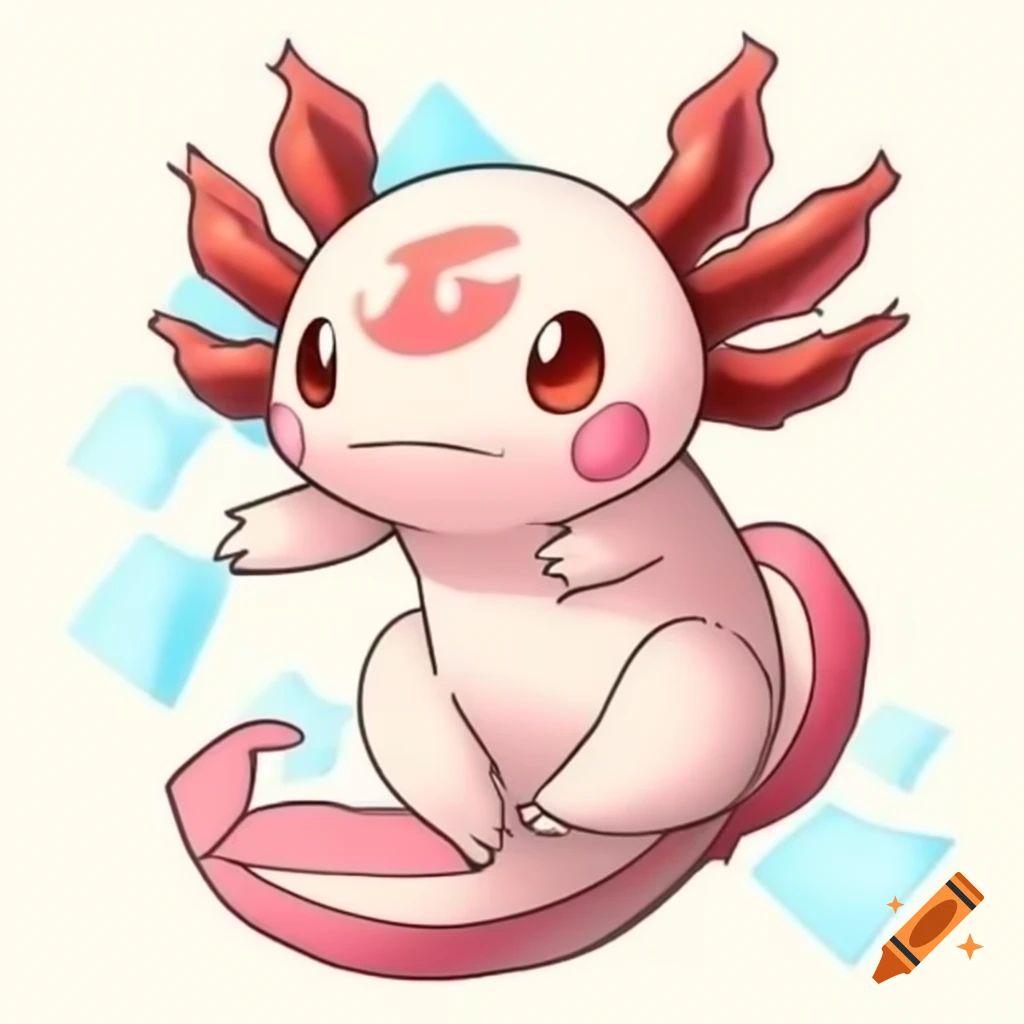 Axolotl in Pokemon style with no background on Craiyon
