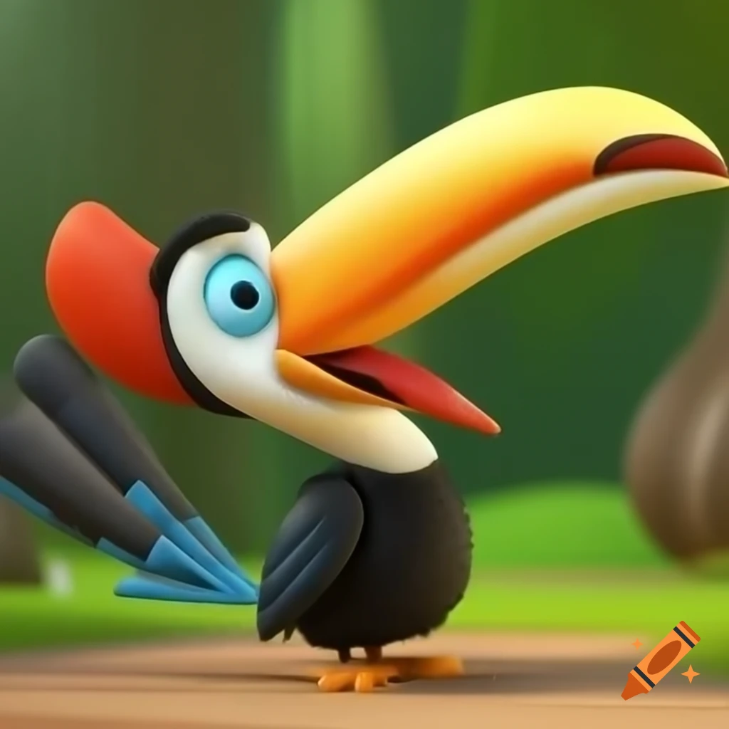 3D Disney Pixar style hornbill bird with a playful expression on Craiyon