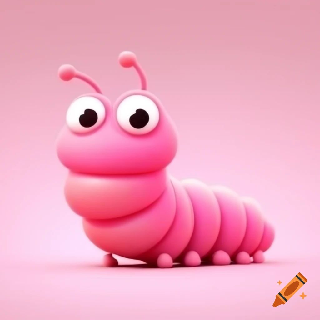 Colorful cartoon pink worm on Craiyon