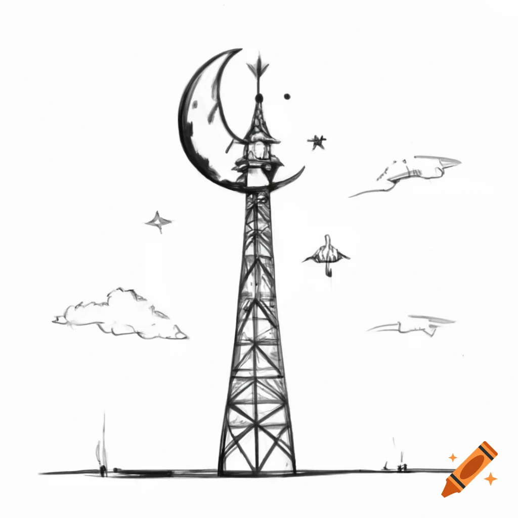 Conceptual sketch of a moonlight tower inspired by african structural ...