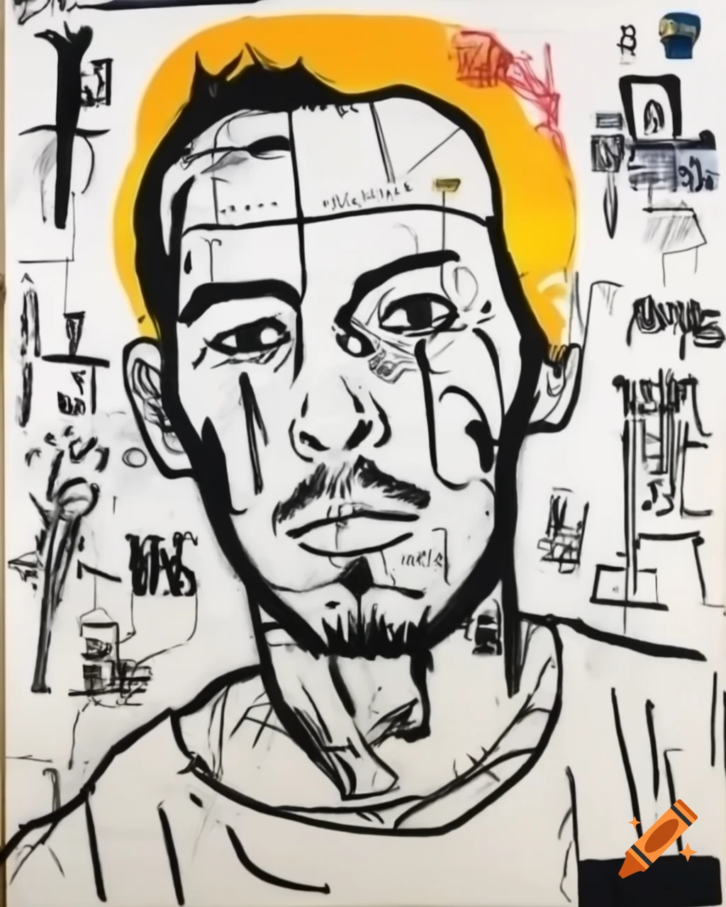 Close-up of Basquiat's 'Legendary Heroes', showcasing raw energy and ...