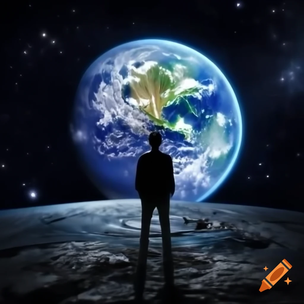 Person observing earth from outer space on Craiyon