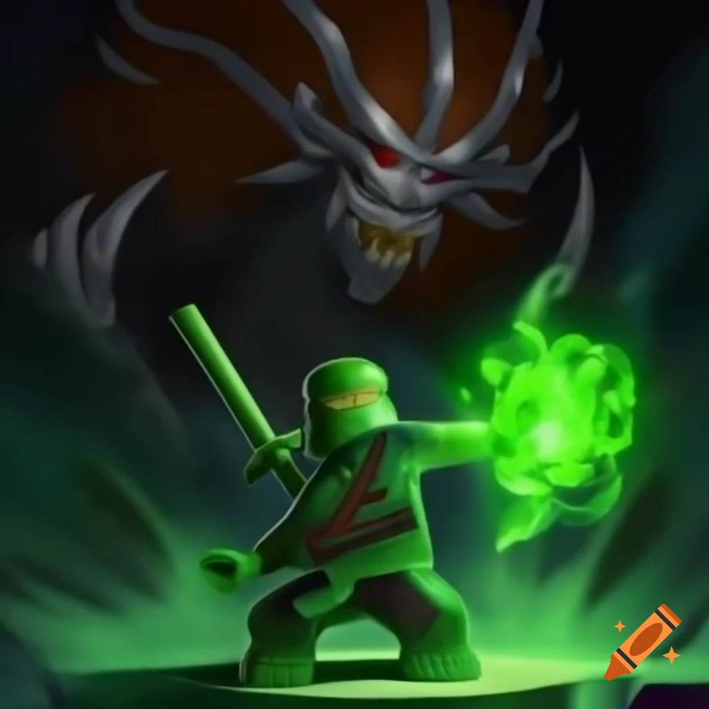 Lloyd Garmadon and Overlord battling with elemental powers in Ninjago ...