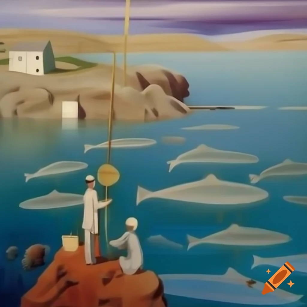 Salvador Dali style painting of flipped roles in Newfoundland fishing ...