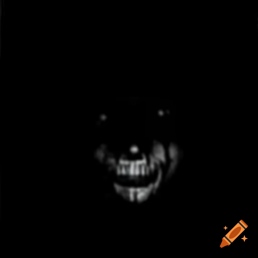 Distorted eerie face with unnatural proportions in grainy VHS style on ...