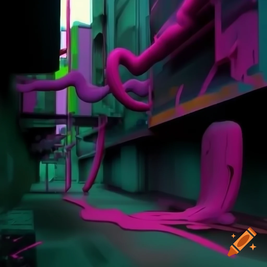 Surreal digital abstract artwork in weirdcore style with fluid shapes ...