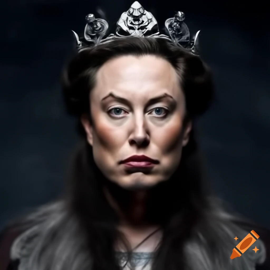 Elon Musk dressed as queen of England with makeup, inspired by Time ...