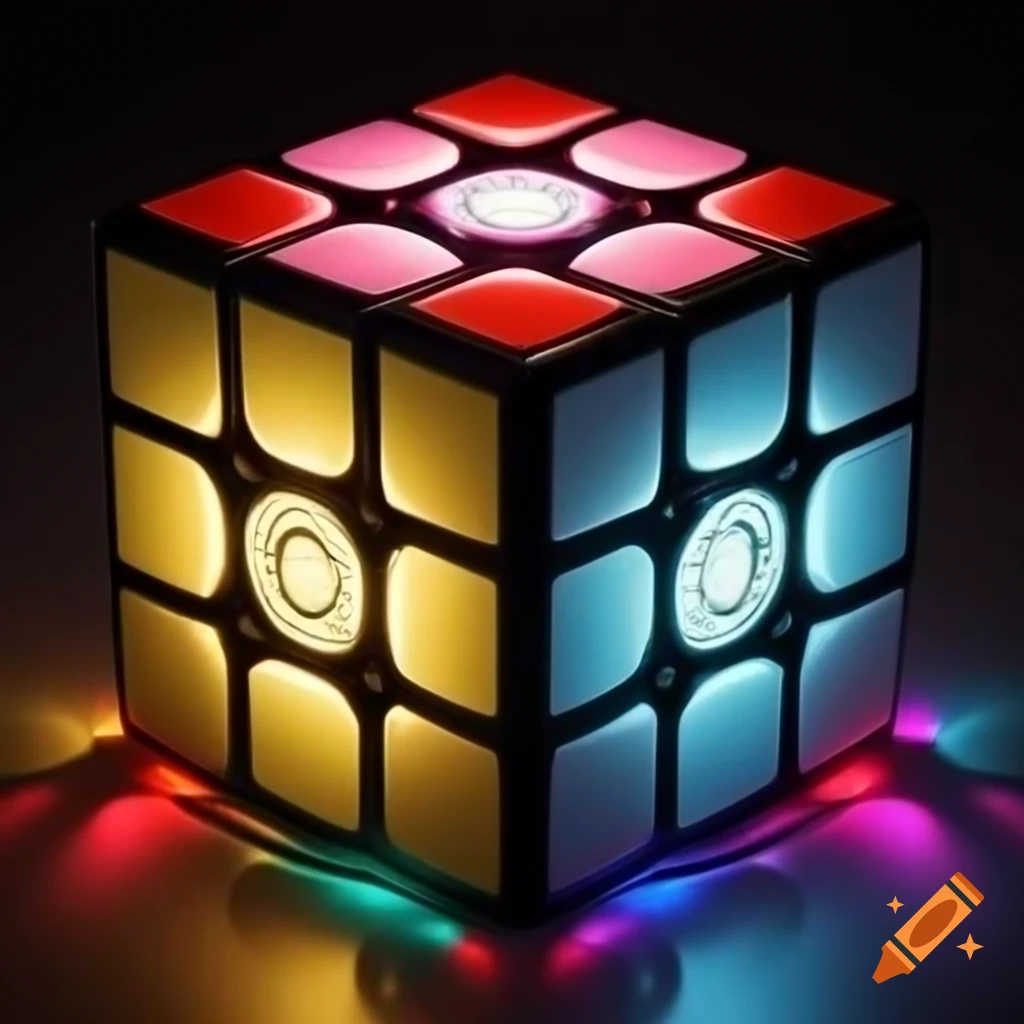 Rubik's cube combining wooden and led light designs for a dual ...