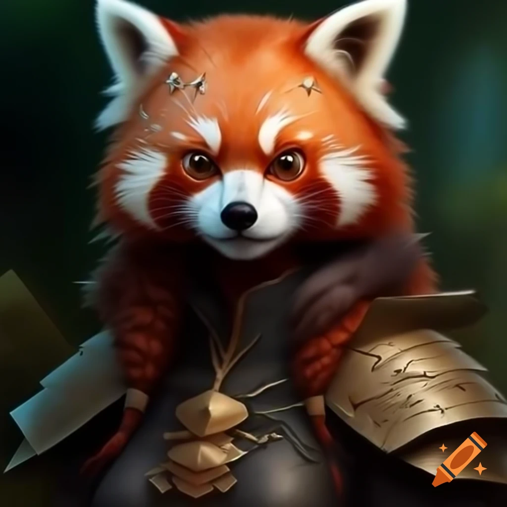 Fantasy red panda humanoid character on Craiyon