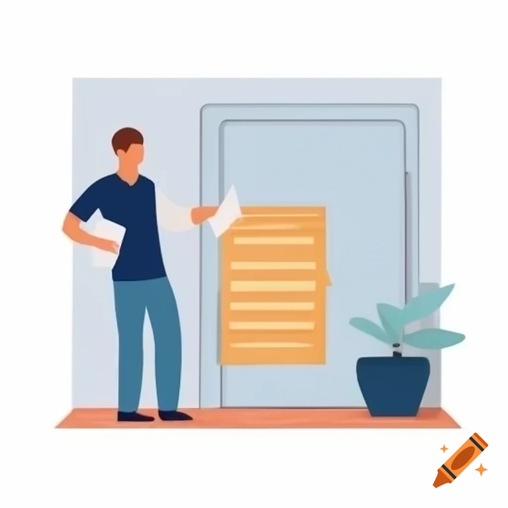 Vector illustration of a man forgetting documents at home on Craiyon