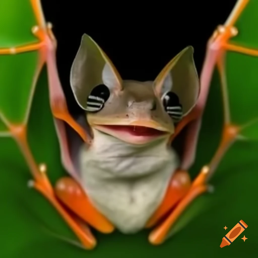 Unique green bat resembling a frog with wings displayed in front on Craiyon