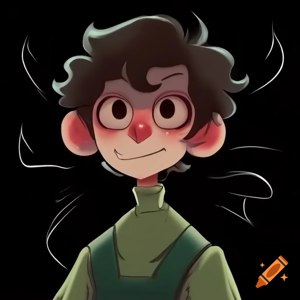 Stylized gothic cartoon character with sharp lines and intense ...