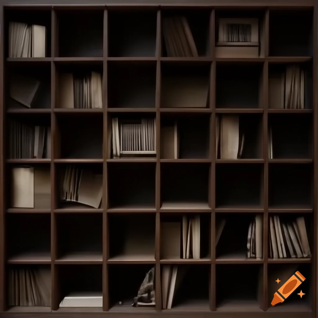 Empty wooden shelves in a fantasy alchemy lab with glowing light blobs ...