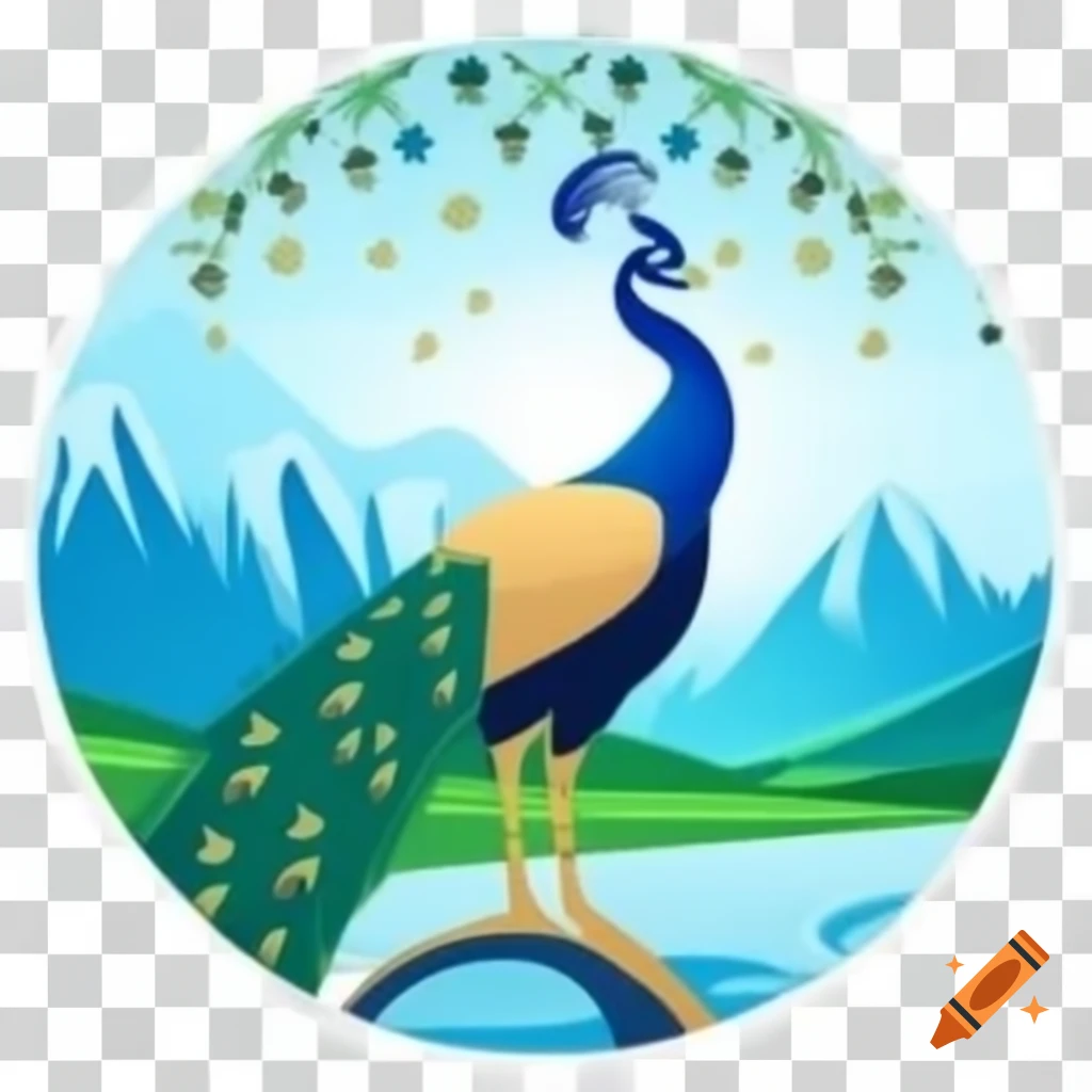 Minimalist logo design featuring a stylized peacock in a circular ...