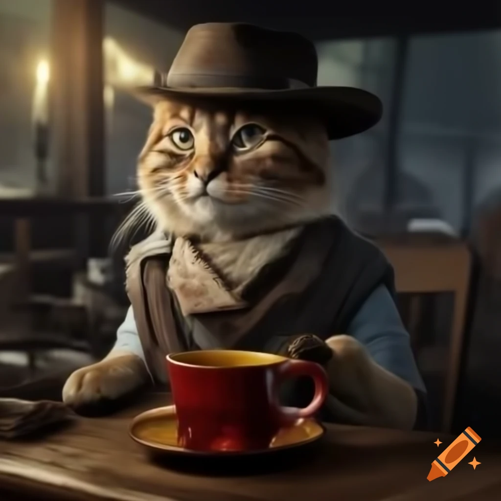 Cat with Arthur Morgan in Dutch van der Linde camp, Red Dead Redemption ...