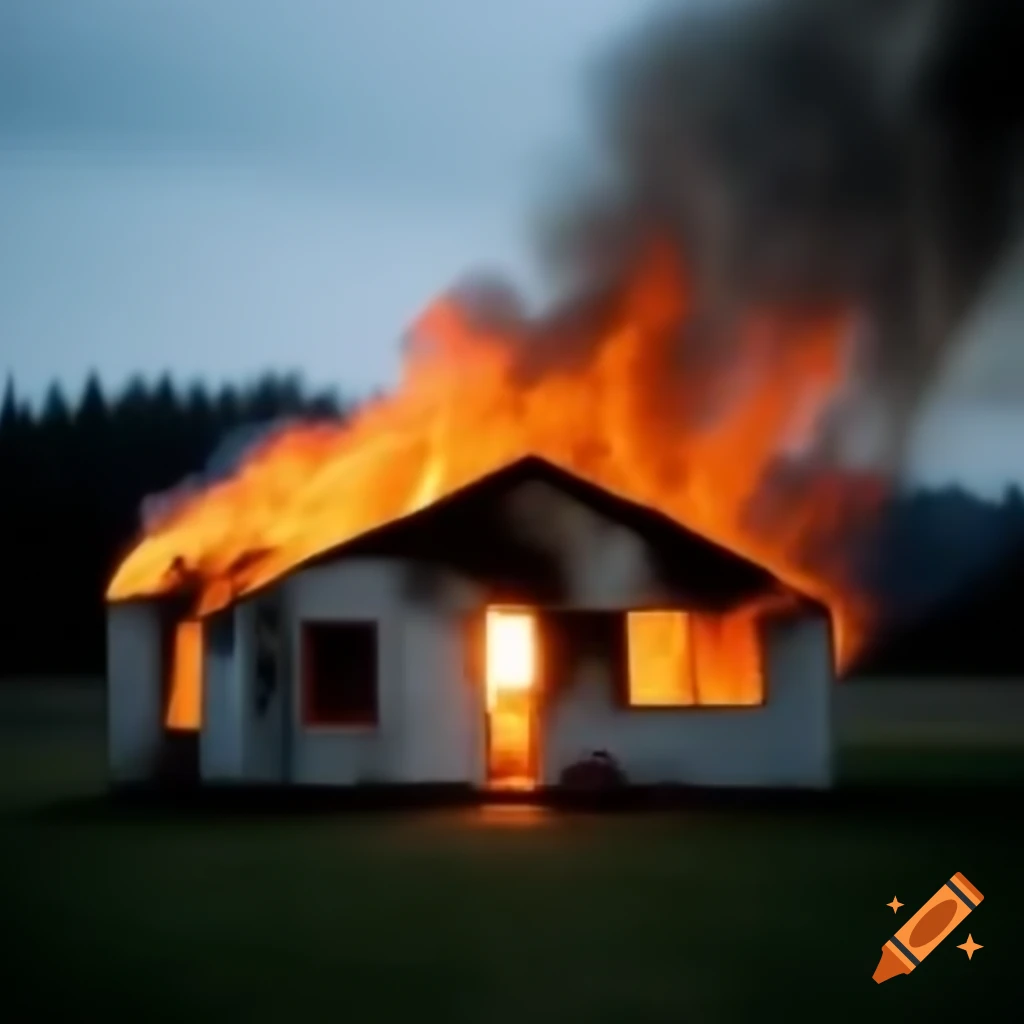 Burning schoolhouse scene on Craiyon