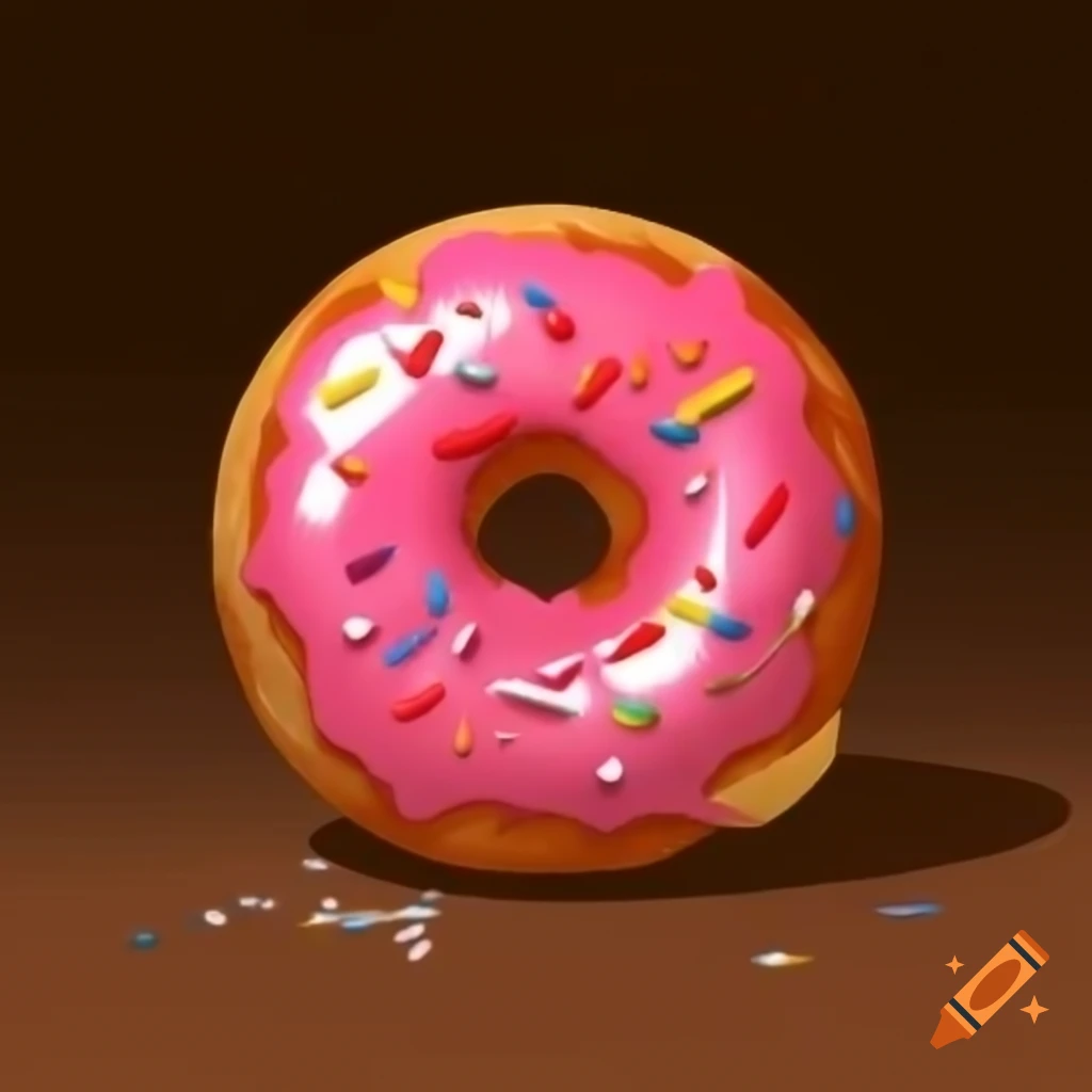 Minimalist artwork of colorful donut viewed from above on Craiyon