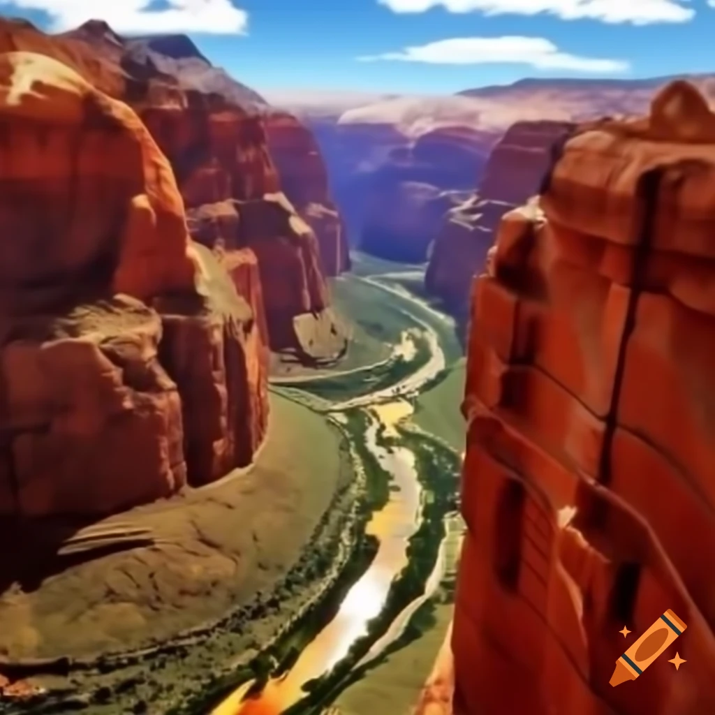 Canyon landscape with dramatic rock formations on Craiyon