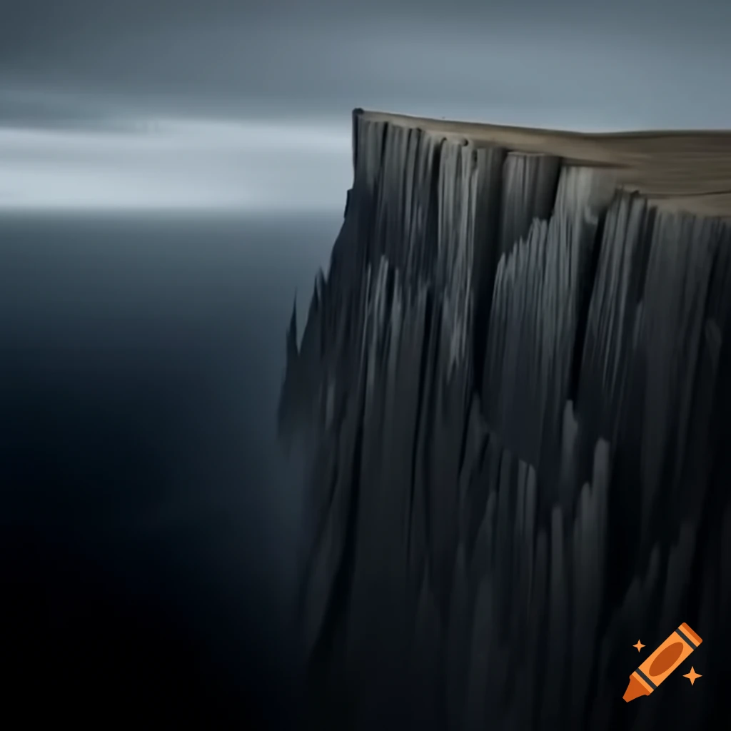 Side view of sharp cliff with jagged rocks on Craiyon