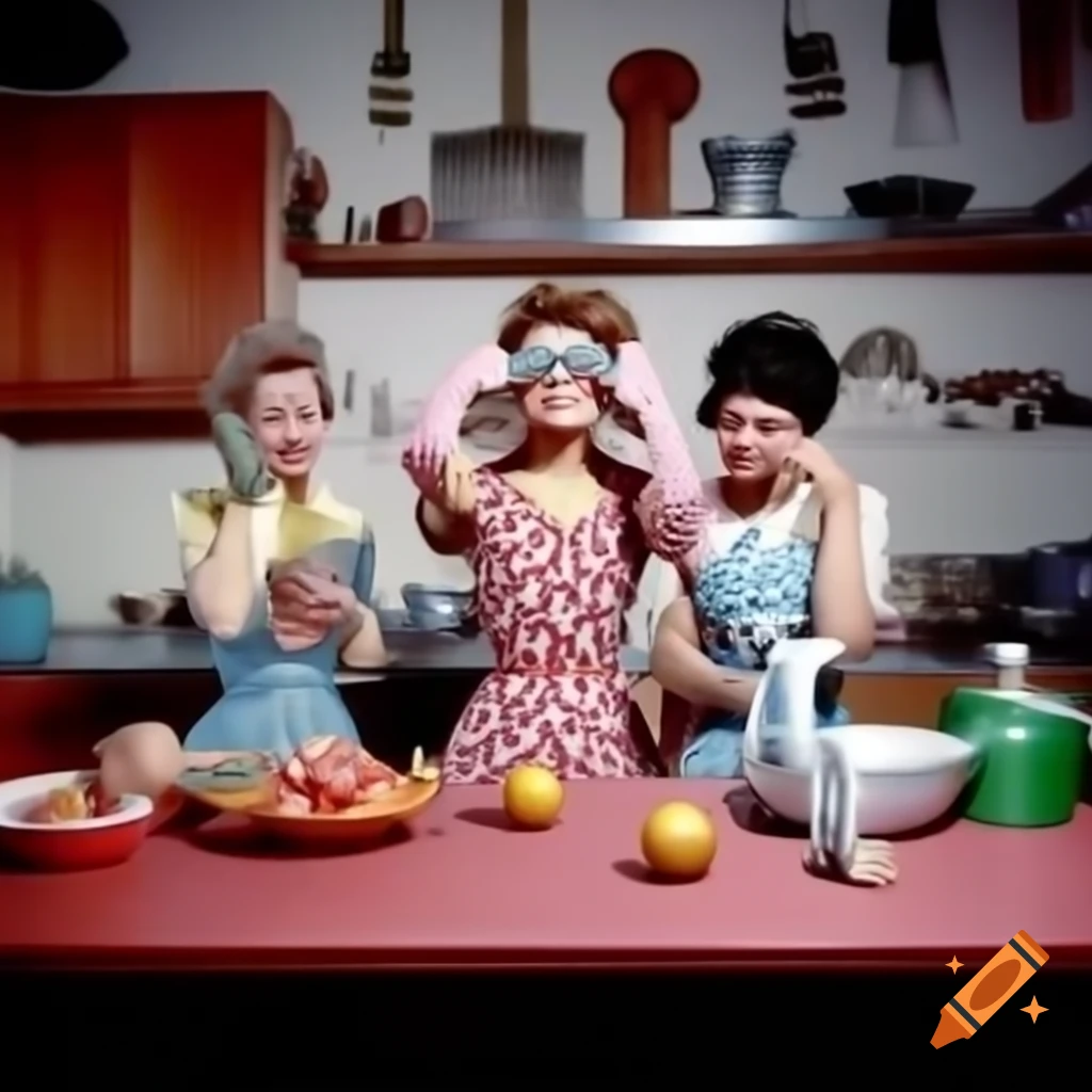 Vibrant retro 1950s kitchen with pastel tiles and vintage decor on Craiyon