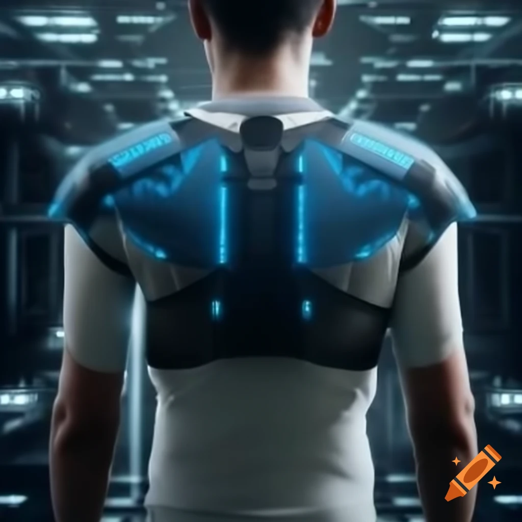 Futuristic technological shoulder pads design on Craiyon
