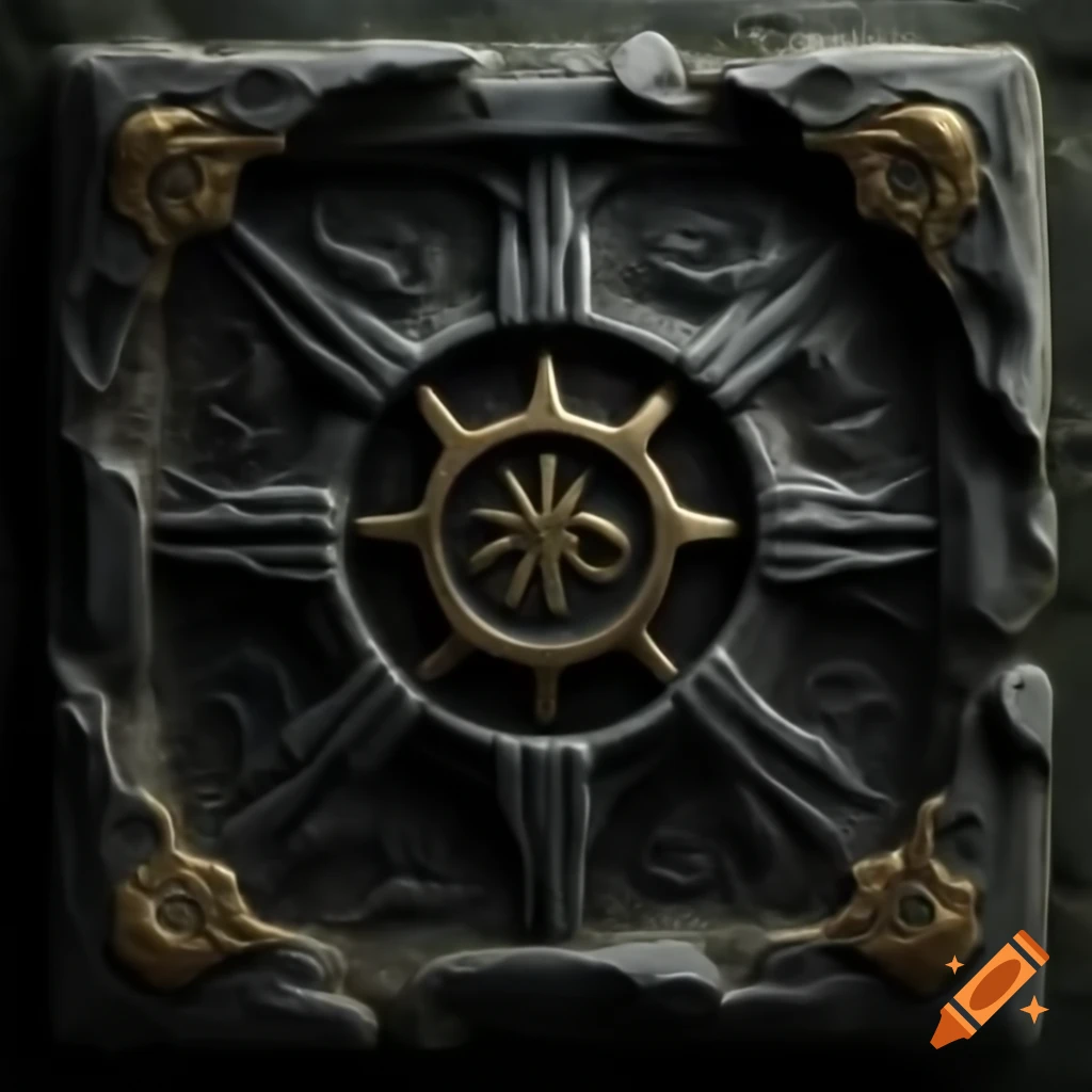 Stone texture inspired by Doors of Durin, dark grey rock with glowing ...